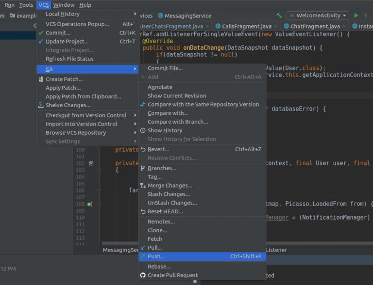 How to use push,pull,commit in android studio. - PHEONIX SOLUTIONS